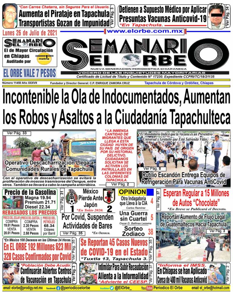 JULIO 26 DE 2021 - Periódico El Orbe.