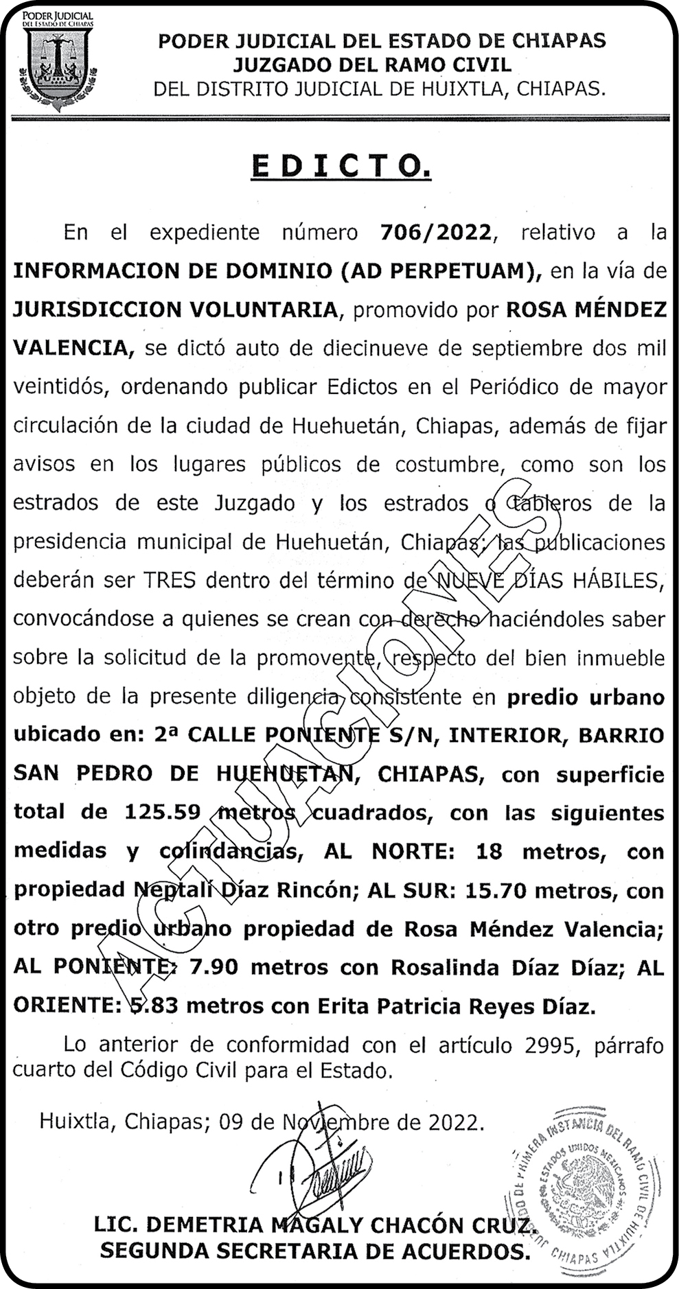 edicto 706-2022 - Periódico El Orbe.