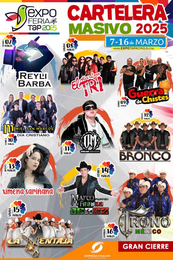 Patronato Presenta Cartelera del Masivo y Palenque de la Expo Feria Tapachula 2025 - Periódico ...